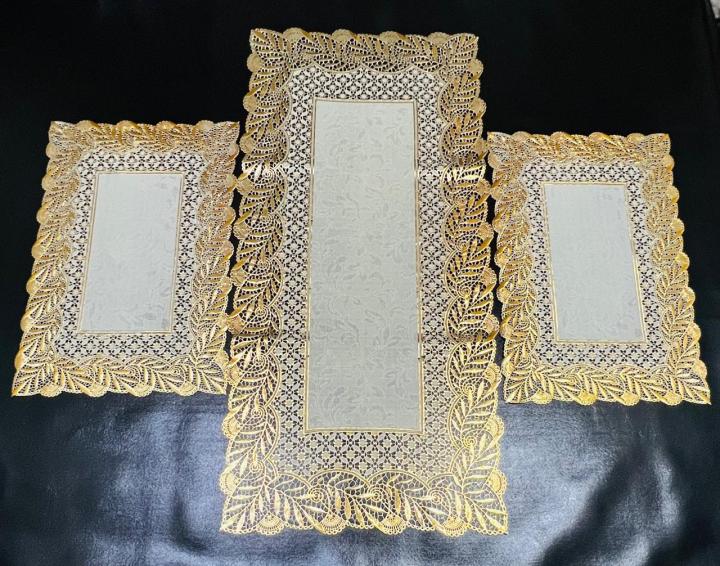 Dressing and Side Table Mats Set 3 Pcs Golden | Daraz.pk