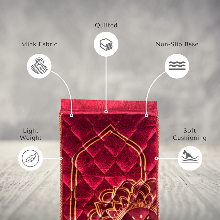 Soft Velvet Prayer Mat Polyester Embossed Janamaz Rug Valvet Embossed ...