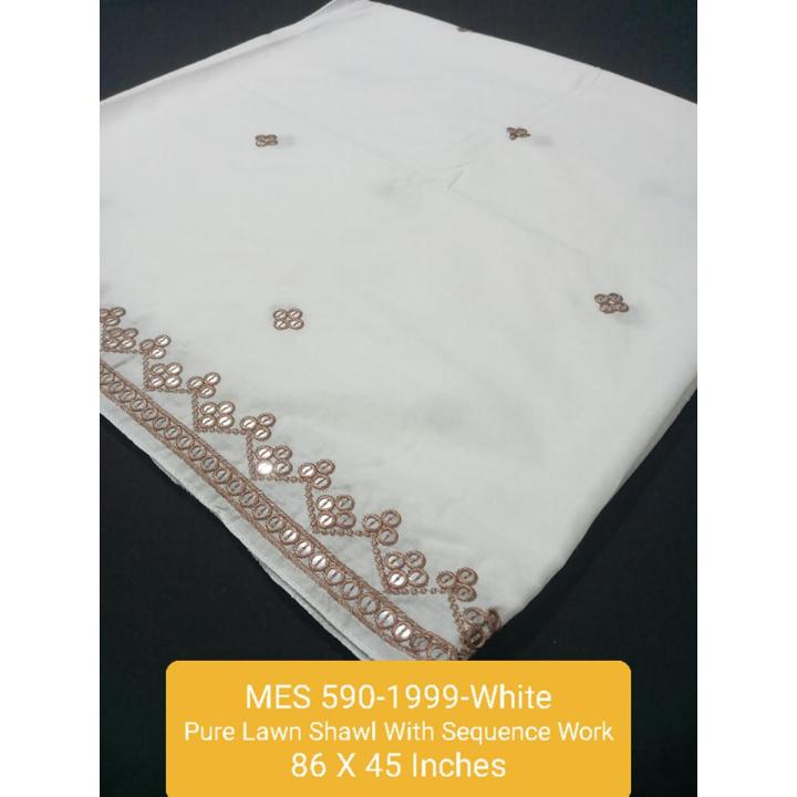 Pure Lawn Sequence Work Shawl Full Size White Color 2.50 Gaz | Daraz.pk
