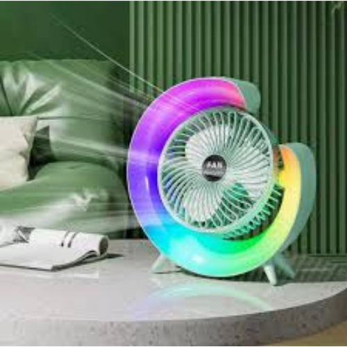 USB Rechargeable Colorful Standing Fan – 180° Rotating Silent Desk Fan ...