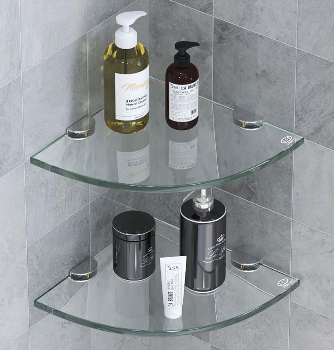 Floating shelves for bathroom and Rack Shelf in glass storage racks for ...
