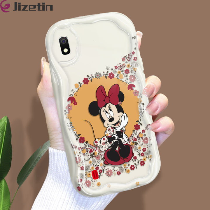 Jizetin for Samsung A10 Back Cover Mickey and Minnie Cream Wavy Edge ...
