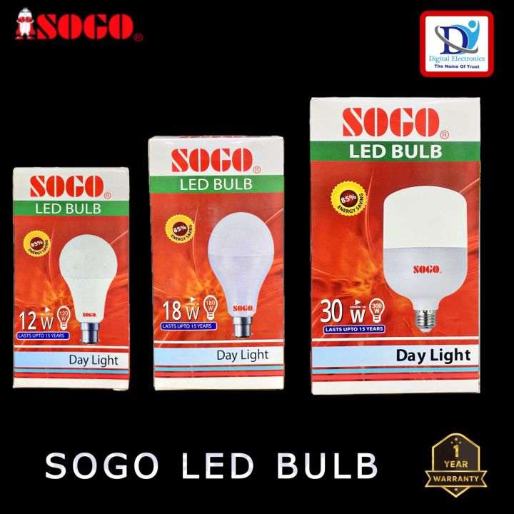 SOGO LED Bulb 12W / 18W / 30W (E27) Screw Type Energy Saver | Daraz.pk
