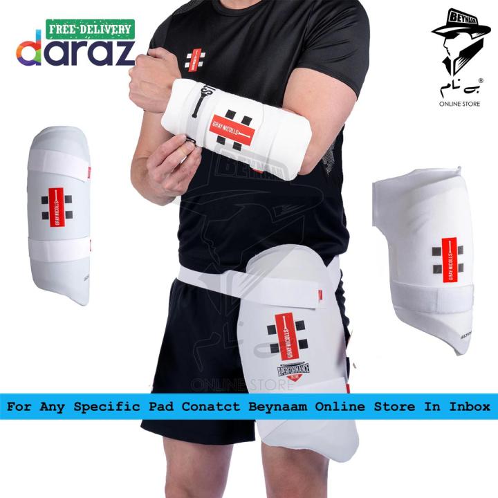 Gray Leg and Elbow Pad Cricket set Original Thigh and Armguard safety ...