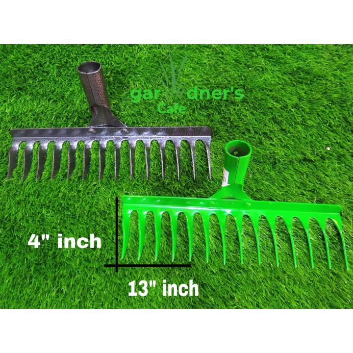 Garden Rake with 14 Sharp Iron Teeth - Garden Rake Head for leaves ...