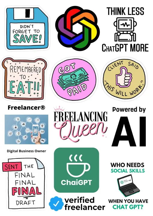 "Freelancing & ChatGPT Stickers for Laptop and Mobile - Boost Your ...