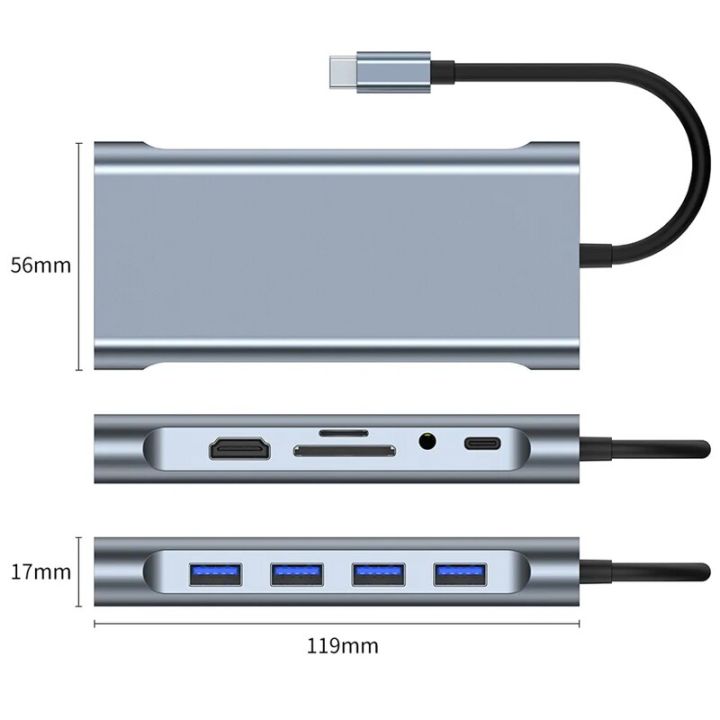 11-in-1 Type-c USB 3.0 Hub Multi-Port Laptop Docking Station Type C to ...