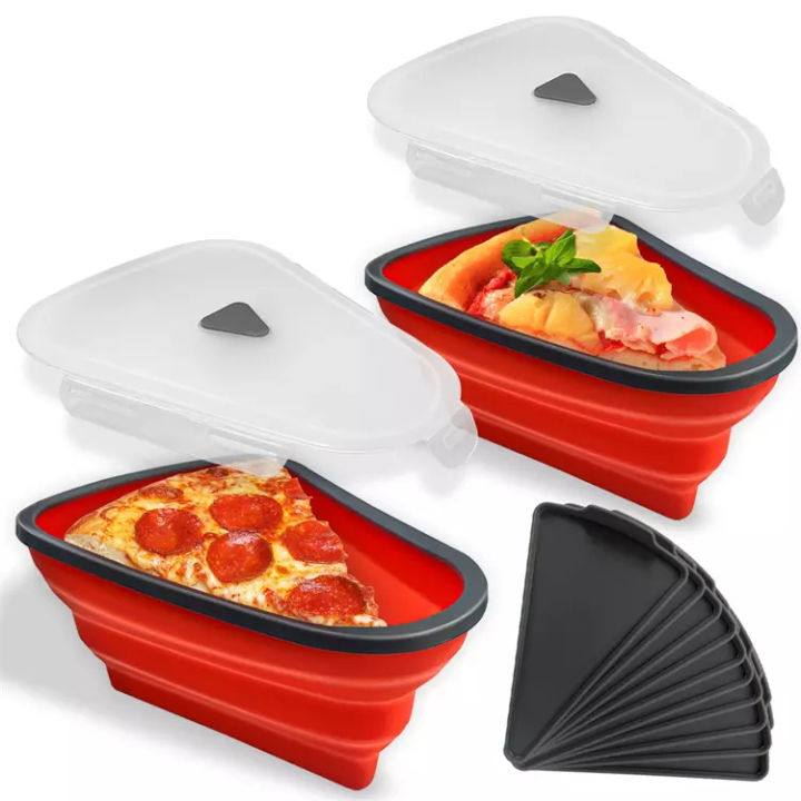 Foldable Silicone Pizza Slice Airtight Storage Container Microwavable ...