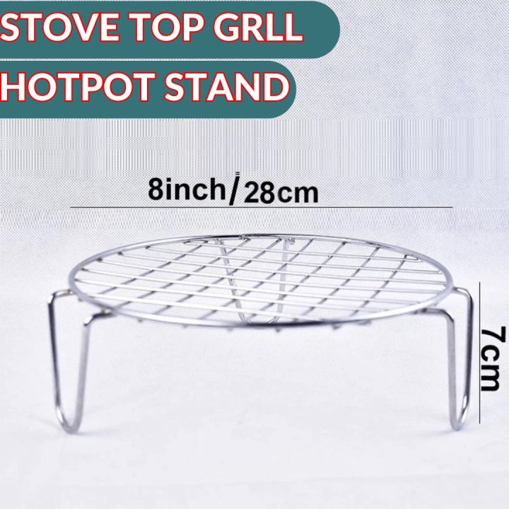 Heavy Duty Hot Pot Chrome Plated Stand Cooling Rack STOVE TOP GRILL Pan ...