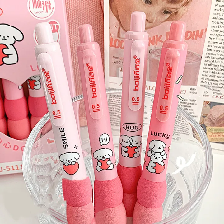 4Pcs/lot Coffee Bear Press Pen Black Ink 0.5mm Spliced Sponge Sheath ...