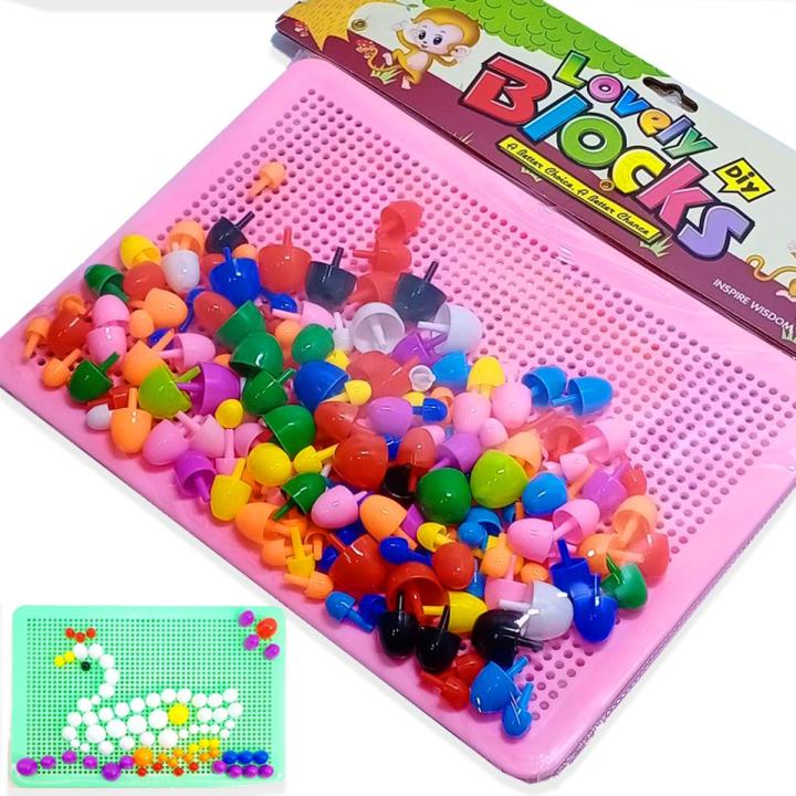 Mushroom Pin Peg Board Puzzle For Kids - Pegged - jigsaw Brain Game Toy ...