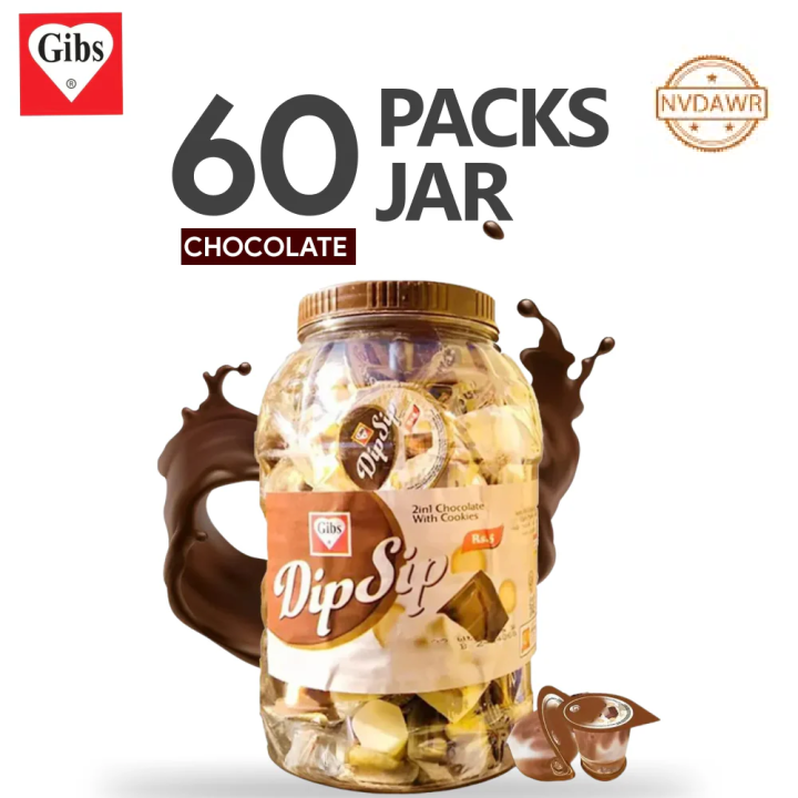 Gibs Dip Sip Chocolate with Cookies Jar – 60 Cups | Chocolate Dip ...