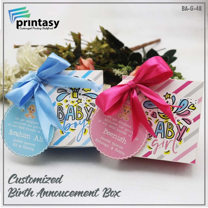 Customized Birth Announcement Boxes BA-G-48 500 Gram| Pack of 10 | Daraz.pk