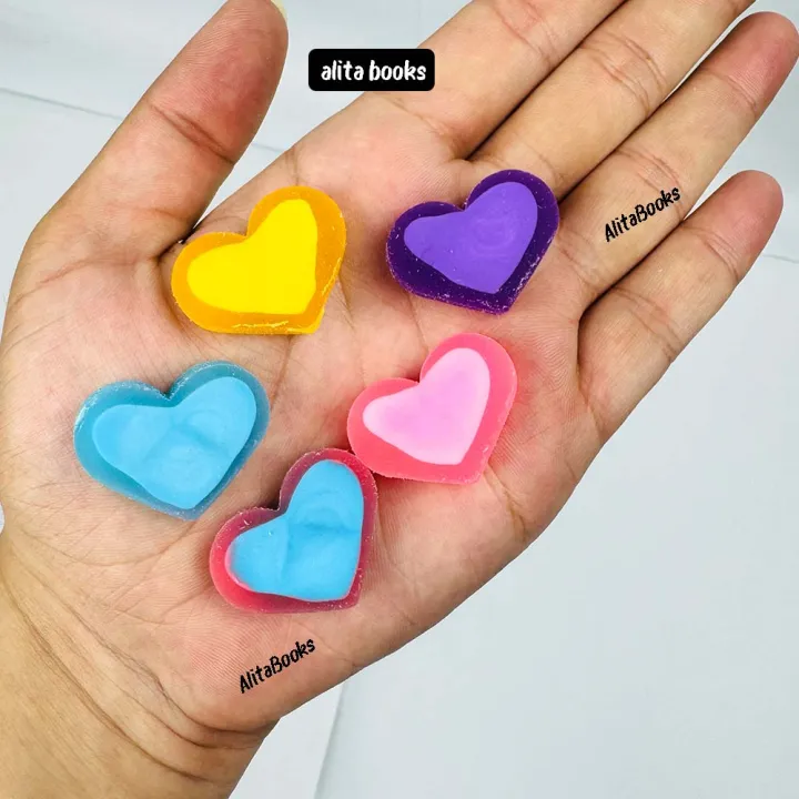 Pack of 5 cute erasers Heart erasers for girls Alita Books Erasers ...
