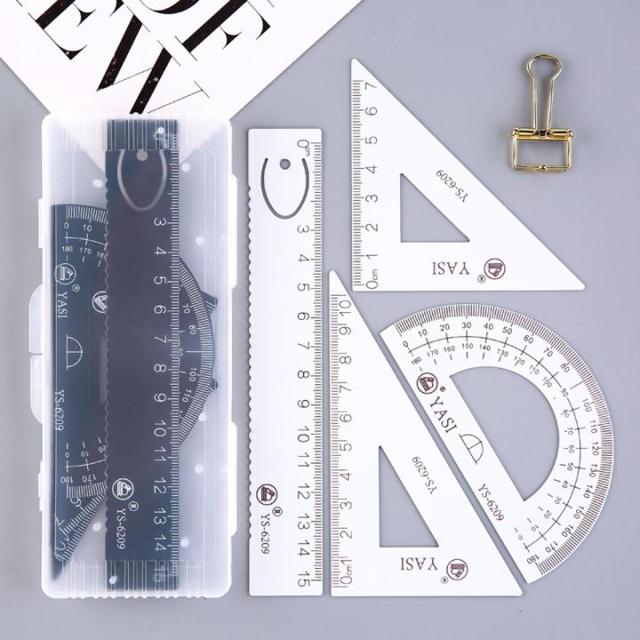 Metal set ruler measurement drawing four-piece ruler primary and ...