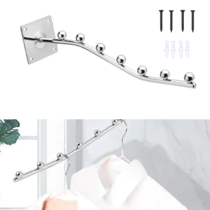 Wall Mount Waved Waterfall Hanger Rack 5 Beads Garment Display Hook ...