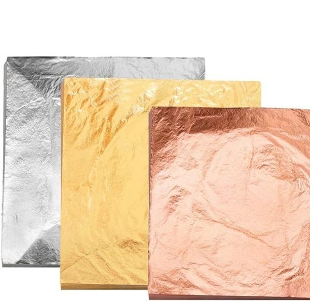 Gold Silver Copper Foil Leaf Sheets 25 Pack Craft Foil | Daraz.pk