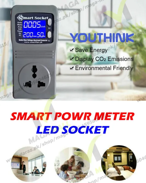Digital Power Saving Energy Monitor Watt Amp Volt KWh Meter Electricity ...
