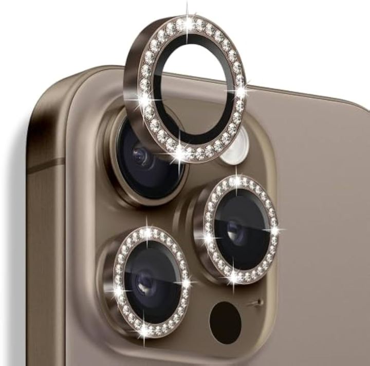 Diamond Camera Lens Protector for iphone 16 Pro Max Desert Titanium ...
