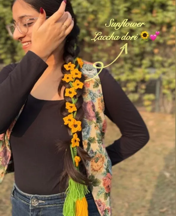 CROCHET BEAUTIFUL FLOWER HAIR BRAID TASSELE / PARANDA FOR GIRLS / HAIR ...