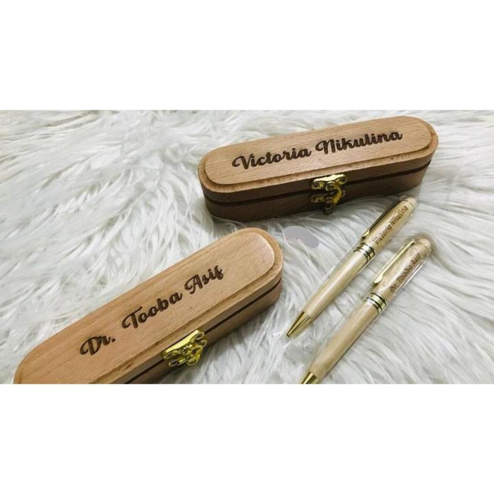 Customized Wooden Engraved Ball Pen with Box Engraved - Customized Your ...