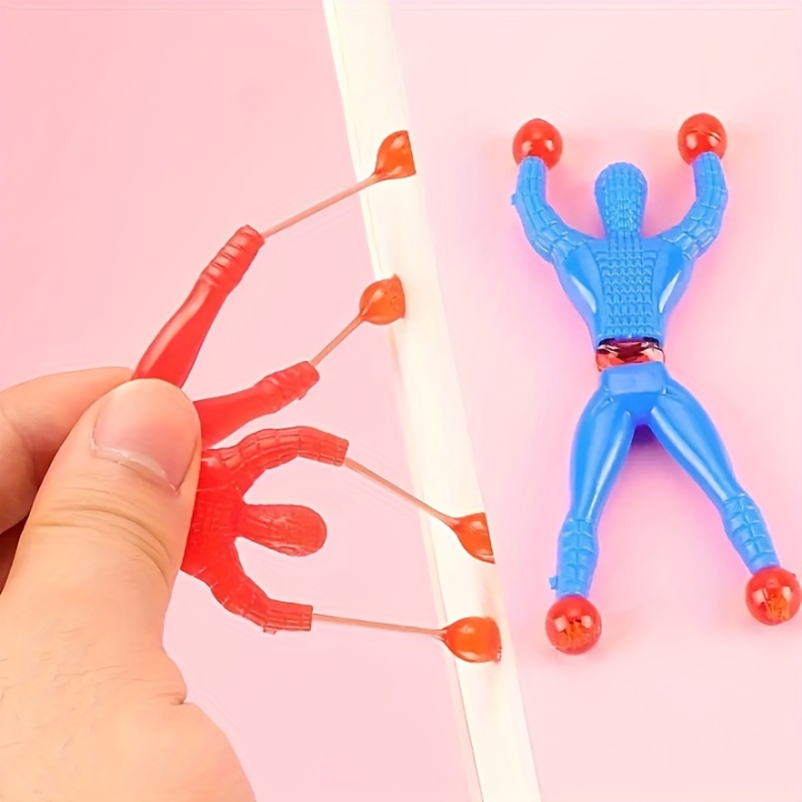 Pack Of 6 Sticky Spider Man Climbing Wall Toy For Kids / Wall Climbing ...