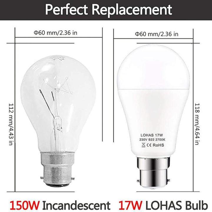 LOHAS A60 17W B22 LED Warm White Bulb (Pack 4) | Daraz.pk
