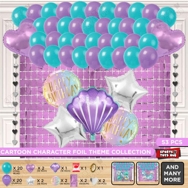 SeaShell Cartoon Foil Shape Balloon Set Theme Collection, Latex Balloon ...