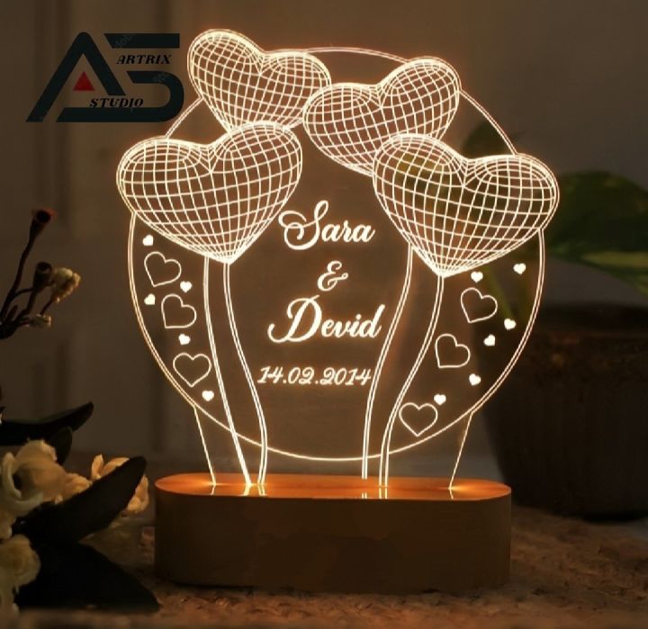 heart lamp, romantic lighting, LED heart light, love decor, bedside ...