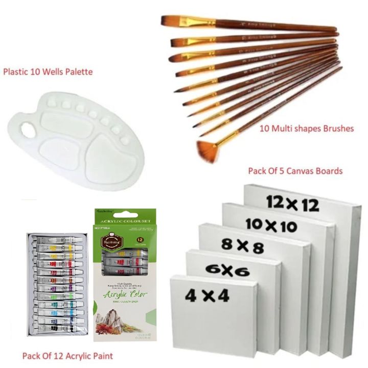 28 Pcs/Set Value Pack For Artist - Canvases, Acrylic Paints, Multi ...