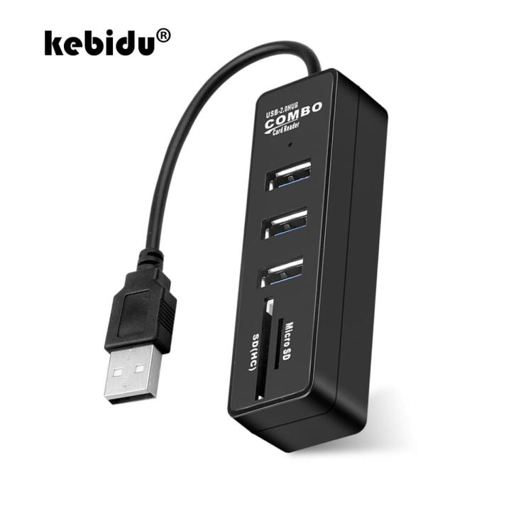Kebidu Usb Combo Hub Multi Usb 2.0 Hub 3 Ports Splitter Usb Card Reader ...