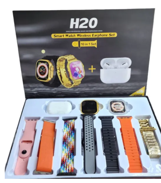 H20 SMART WATCH WIRELESS EARPHONE SET(10 IN 1) | Daraz.pk