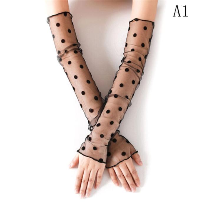 Outdoor Women Line Lady Lace Flower Fashion Shading Long Fingerless ...