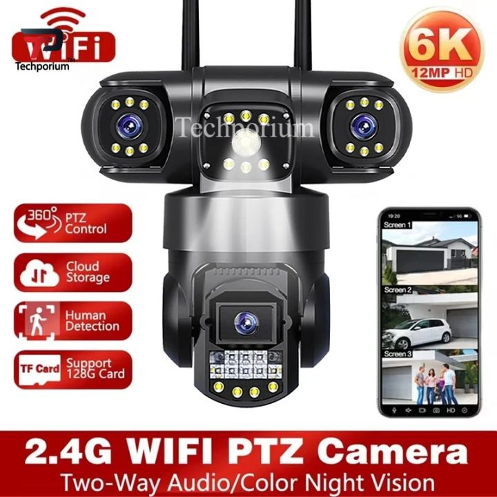 New Latest Smart 12MP 6K IP Security Camera | Triple Lens 360° PTZ ...