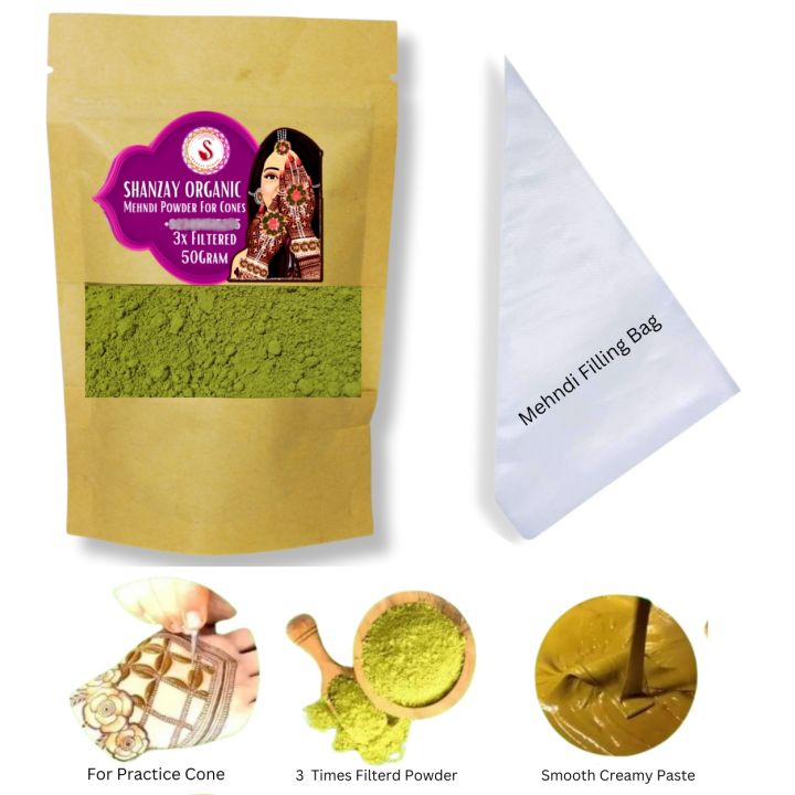 Shanzay Mehndi Organic Colorless Mehndi Powder for Practice Cones ...