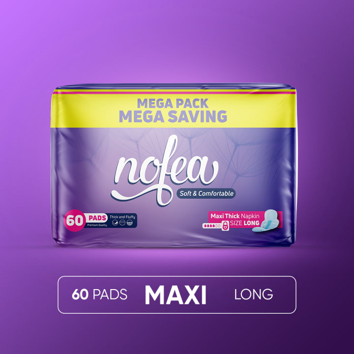 Nofea Napkins/Sanitary Pads Maxi Thick Long - 60 Pads | Daraz.pk