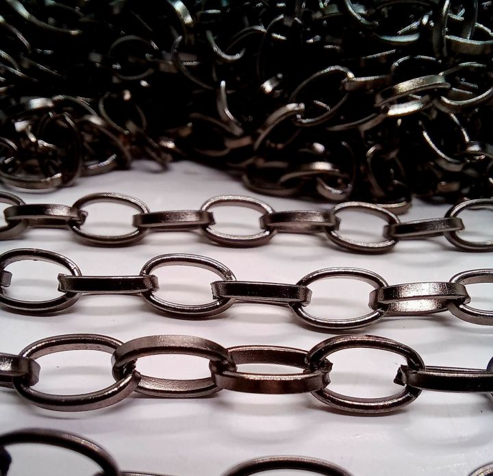 Pack of 1pcs (2ft long), Black Texture Classy Metal Link Chain, DIY ...