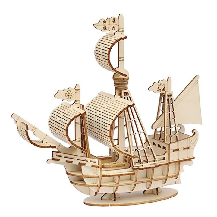 DIY Sailing Ship Toys 3D Wooden Puzzle The Gotheborg Sailboat Assembly ...