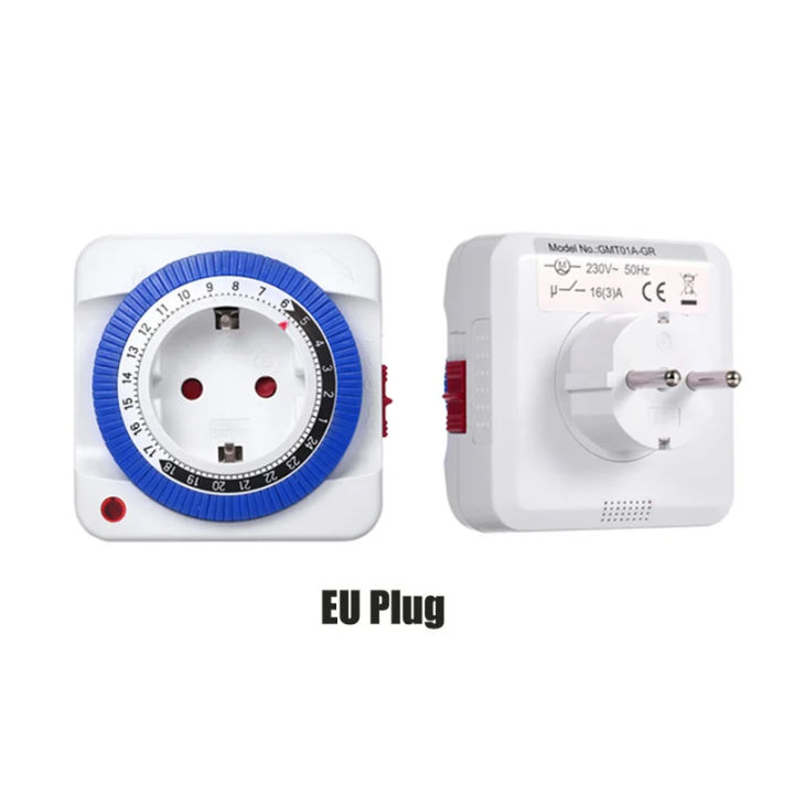 EU/US 24 Hours Timer Switch Timer Plug in Mechanical Grounded Programmable Smart Countdown Loop ...
