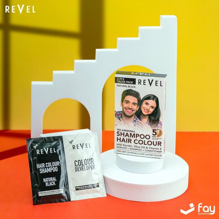 Revel Hair Colour Sachet Black 50ML Easy and Even Hair Color ...