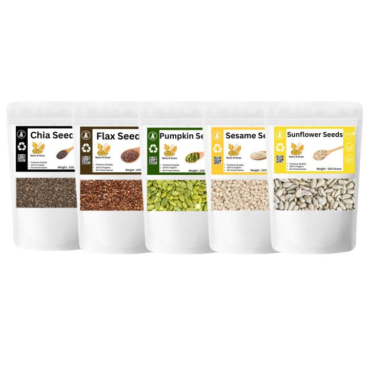 Pack of 5 (100 grams Each) Pumpkin Seeds Without Shell | Sunflower ...