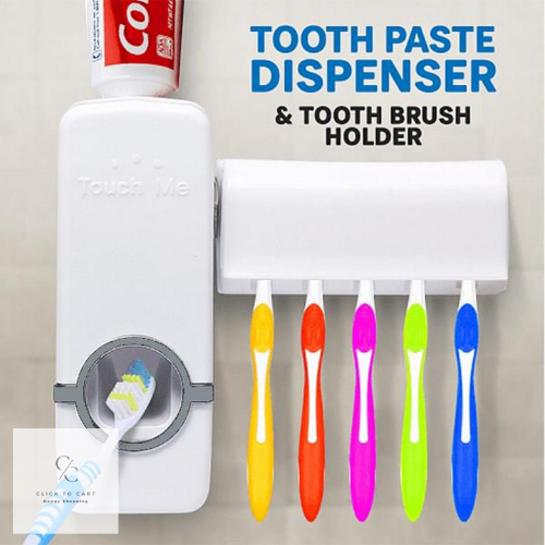 Set of Toothpaste Dispenser & Brush Holder - White [High Quality ...
