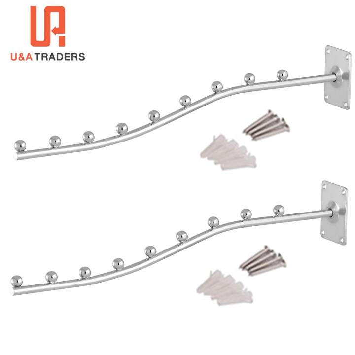 Wall mounted Pack of 2 Cloth hanging stand with screws 3cm wire ...