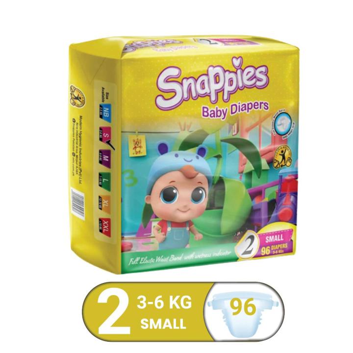SNAPPIES BABY DIAPER SIZE 02 (96 PIECES) | Daraz.pk
