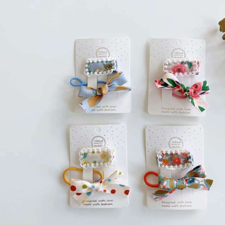 New Spring Lace Fragmented Flower Wave Dot Children's Square Loop Set ...