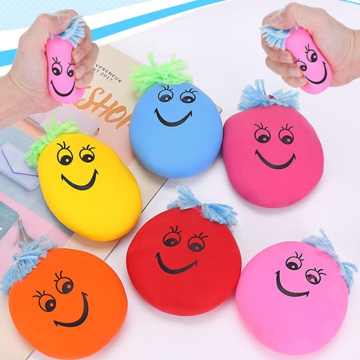 rn Pack of 6 Moody Smiley Face Stress Ball - Stretchy Squishy Moulding ...