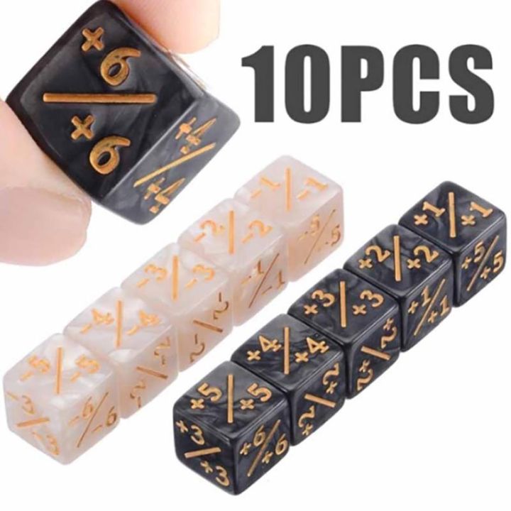 10x Black White 14mm 6 Side Counting Dice +1/-1 Dice Kids Toy For Game ...