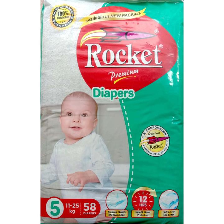 Rocket Premium Diapers (Size-XL, Extra Large, 11-25KG) 58-Pcs Per Pack ...