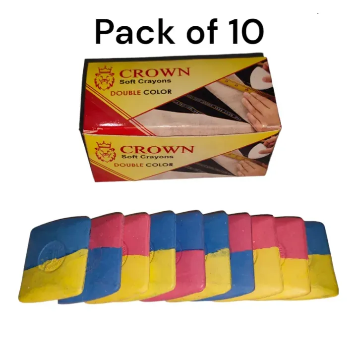 Pack of 10 Tailors Chalks | 2 in 1 Double Color Erasable Fabric Chalk ...