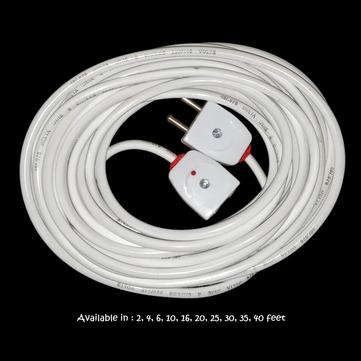 Flexible Extension Cable with 2-Pin Female Male Electric Plug and ...